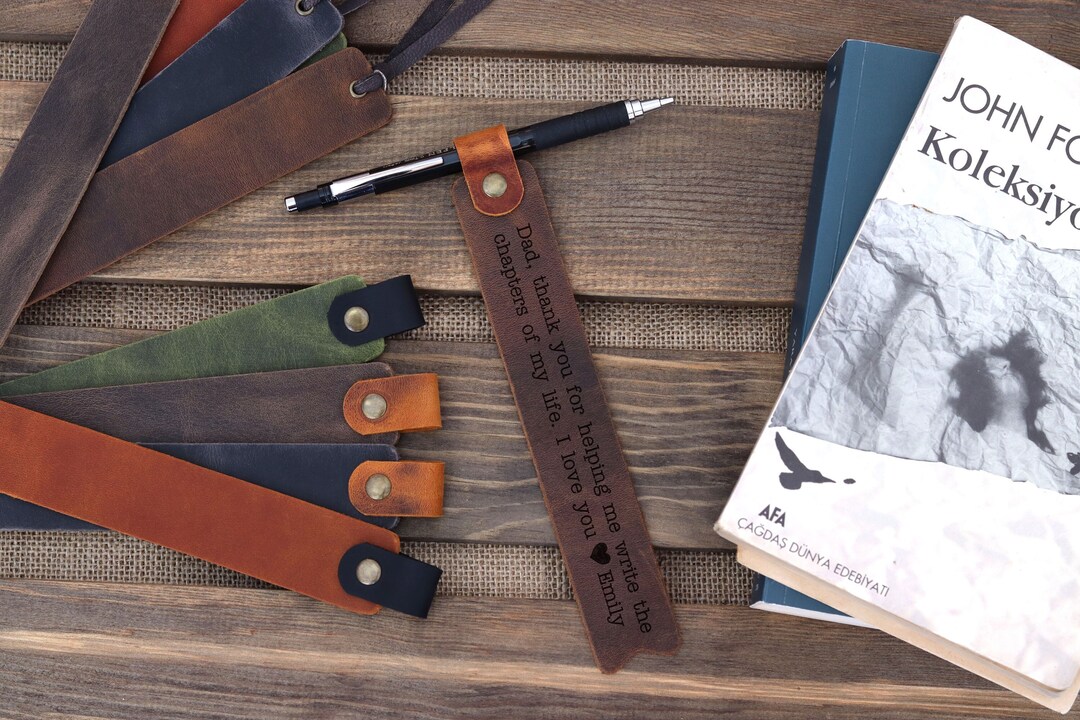 Custom Leather Bookmark for Dad, Father's Day Gift, Personalized Dad ...