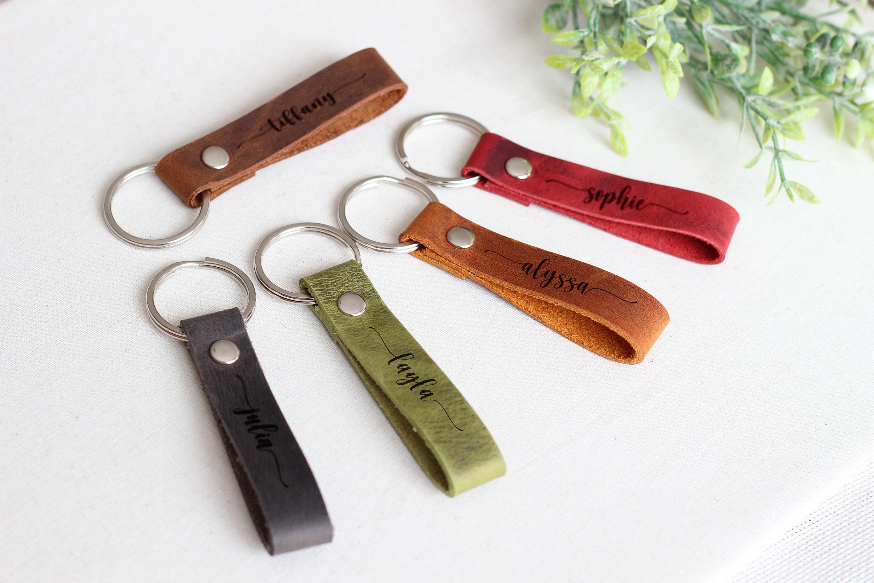 Personalized Leather Keychain for Women Custom Name Keychain - Etsy