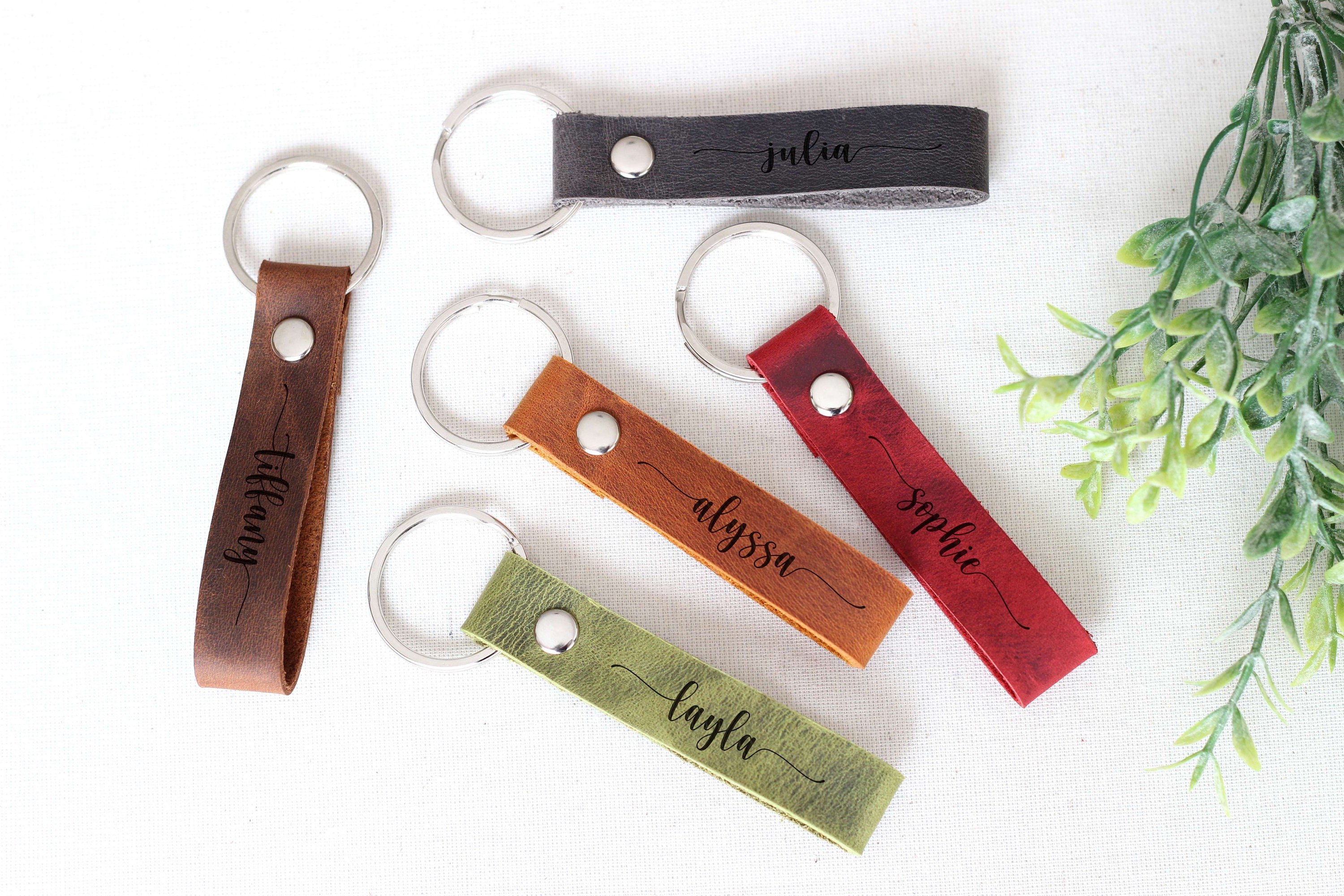 Personalized Leather Keychain for Women Custom Name Keychain - Etsy