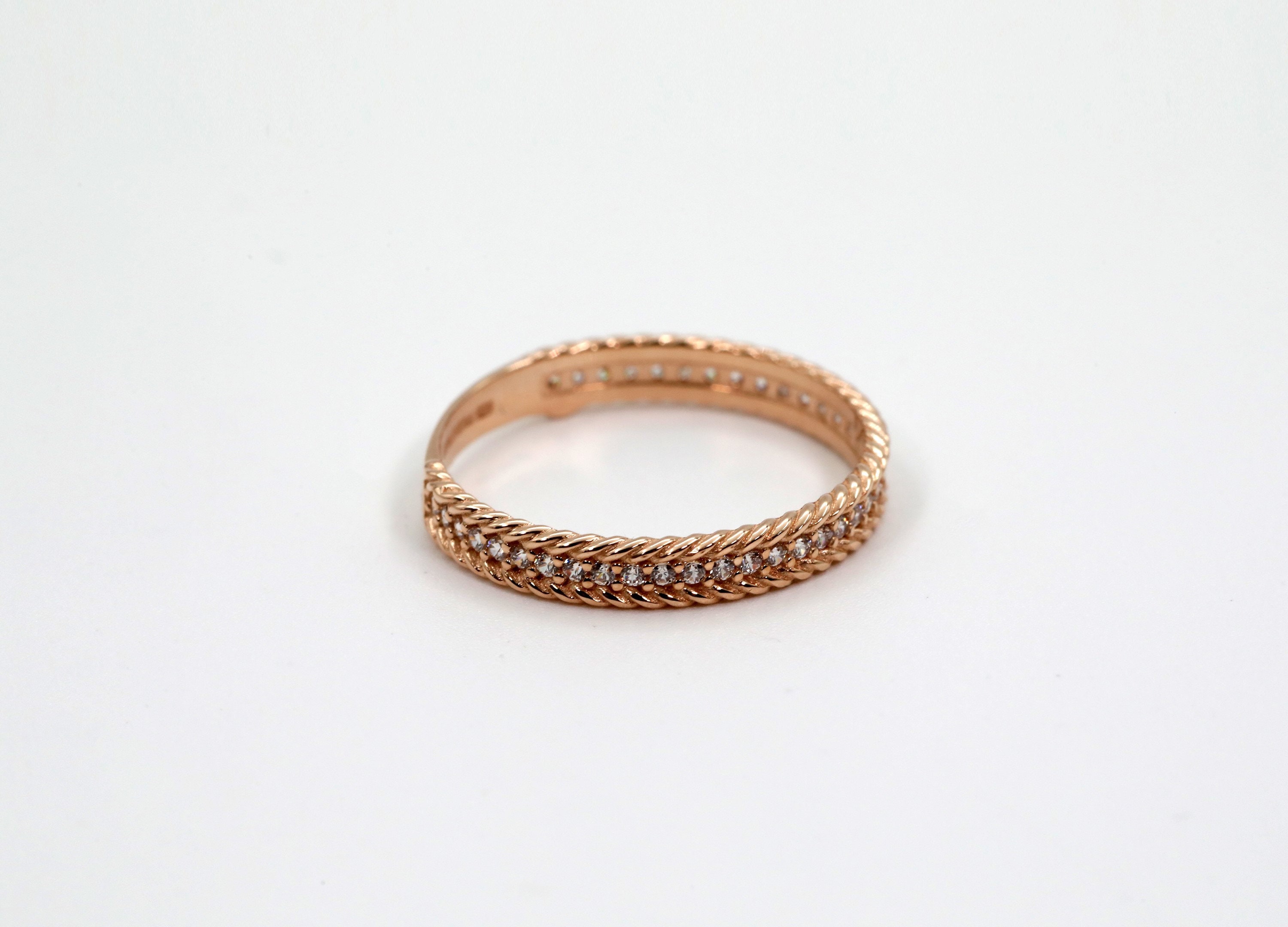 Rose Gold Band Ring 14k Solid Gold Twist Ring Everyday Wrie - Etsy