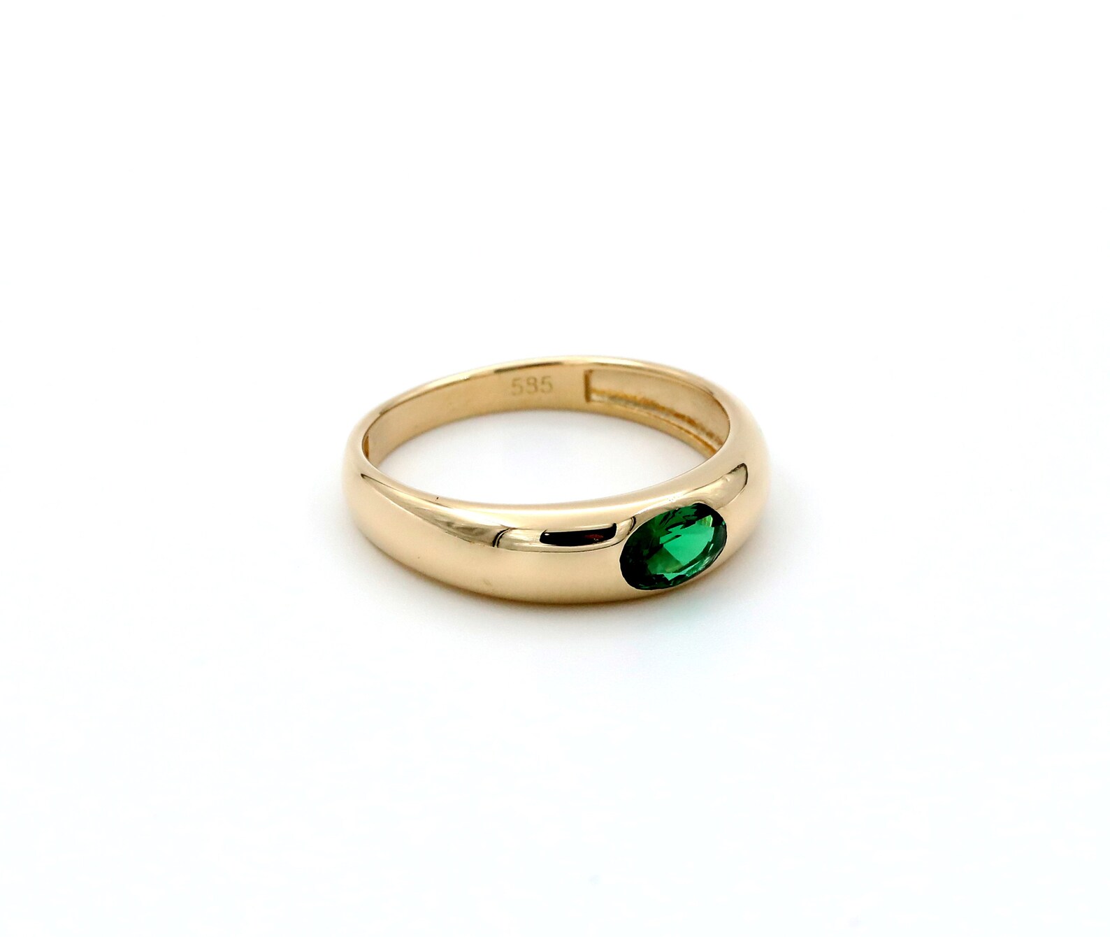 Thick Band Durable Emerald Solitaire 14k Gold Natural Emerald - Etsy