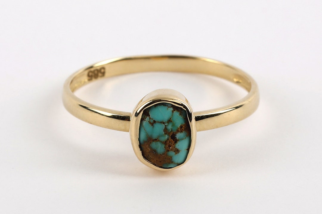 Real Natural Stone 14k Gold Ring, Dainty Natural Stone Ring, Minimal ...