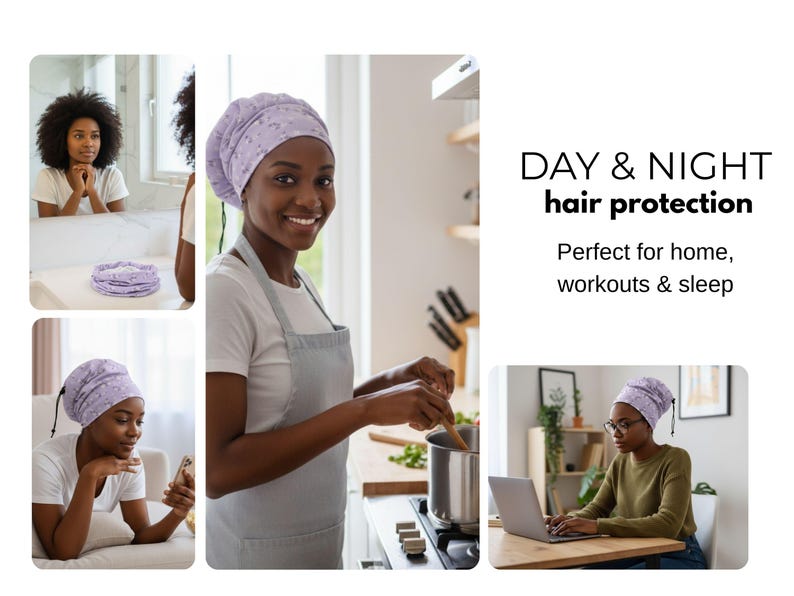 Pastel Colors Curly Hair Buff/sleep Cap With Adjustable Drawstring ...