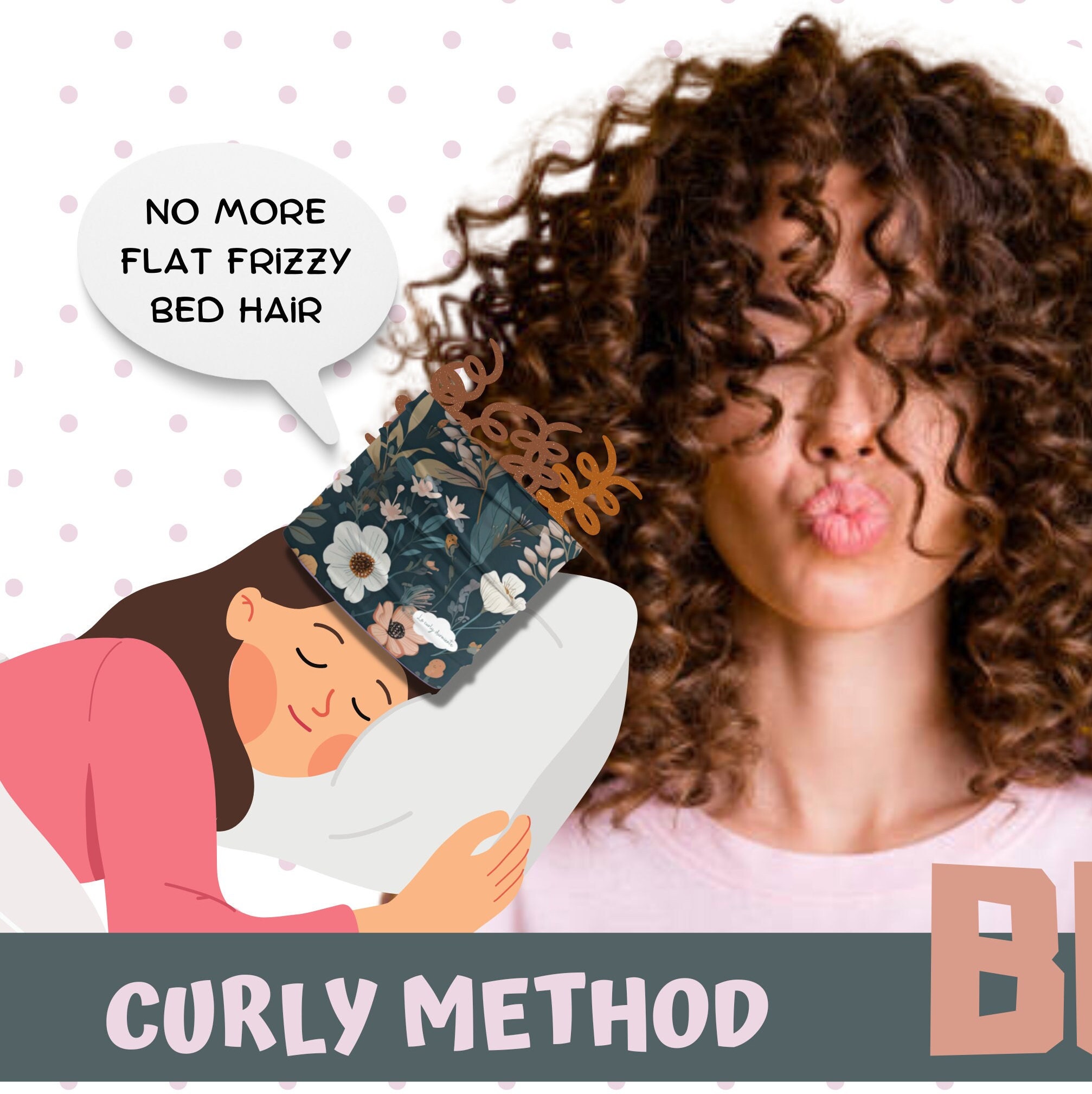 Japanese Floral Curly Hair Sleep Cap/ Bonnet for Cury Hair/ Long Hair ...