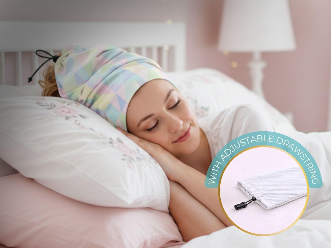 Pastel Colors Curly Hair Buff/sleep Cap With Adjustable Drawstring ...