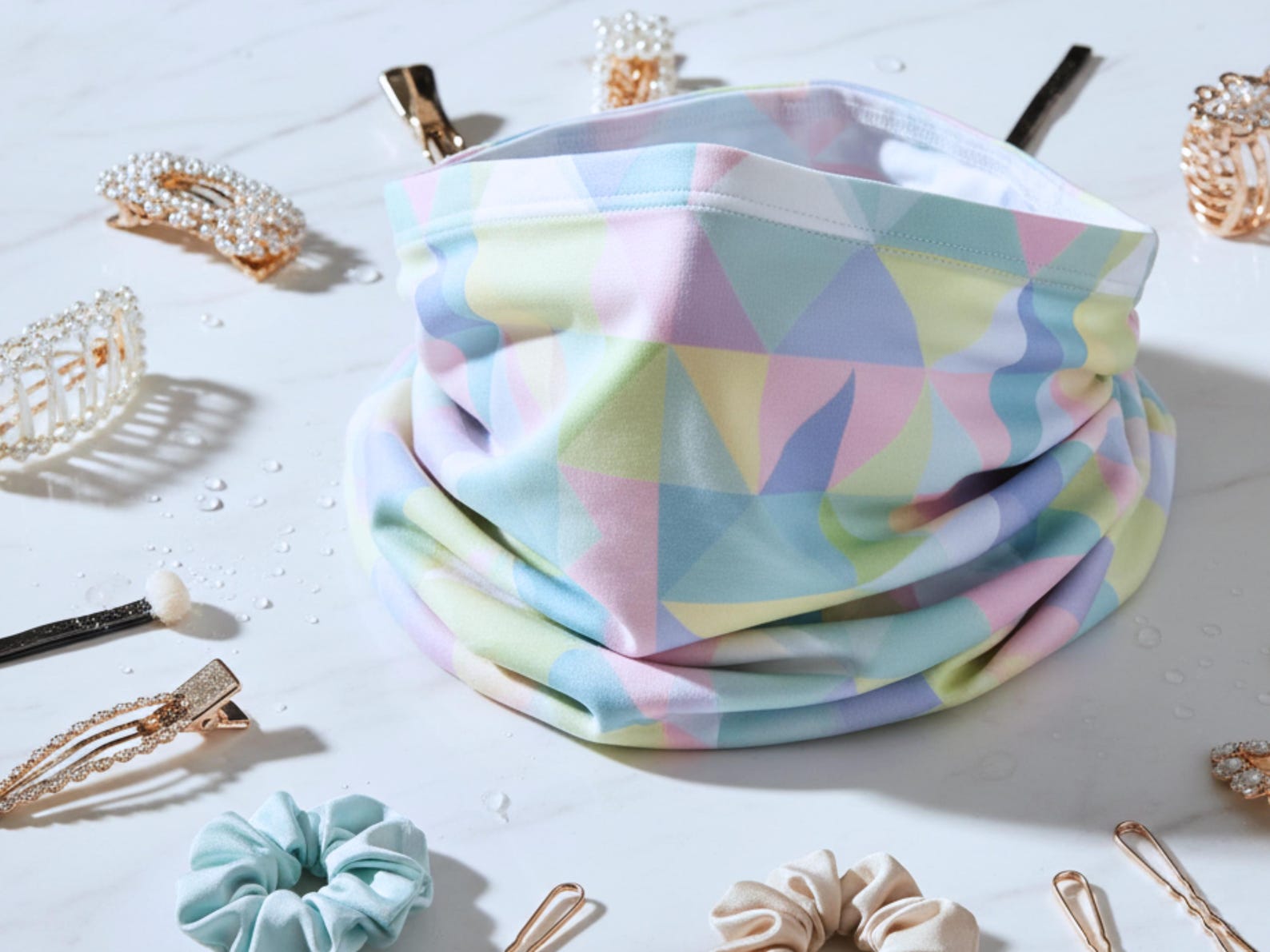 Pastel Colors Curly Hair Buff/sleep Cap With Adjustable Drawstring ...