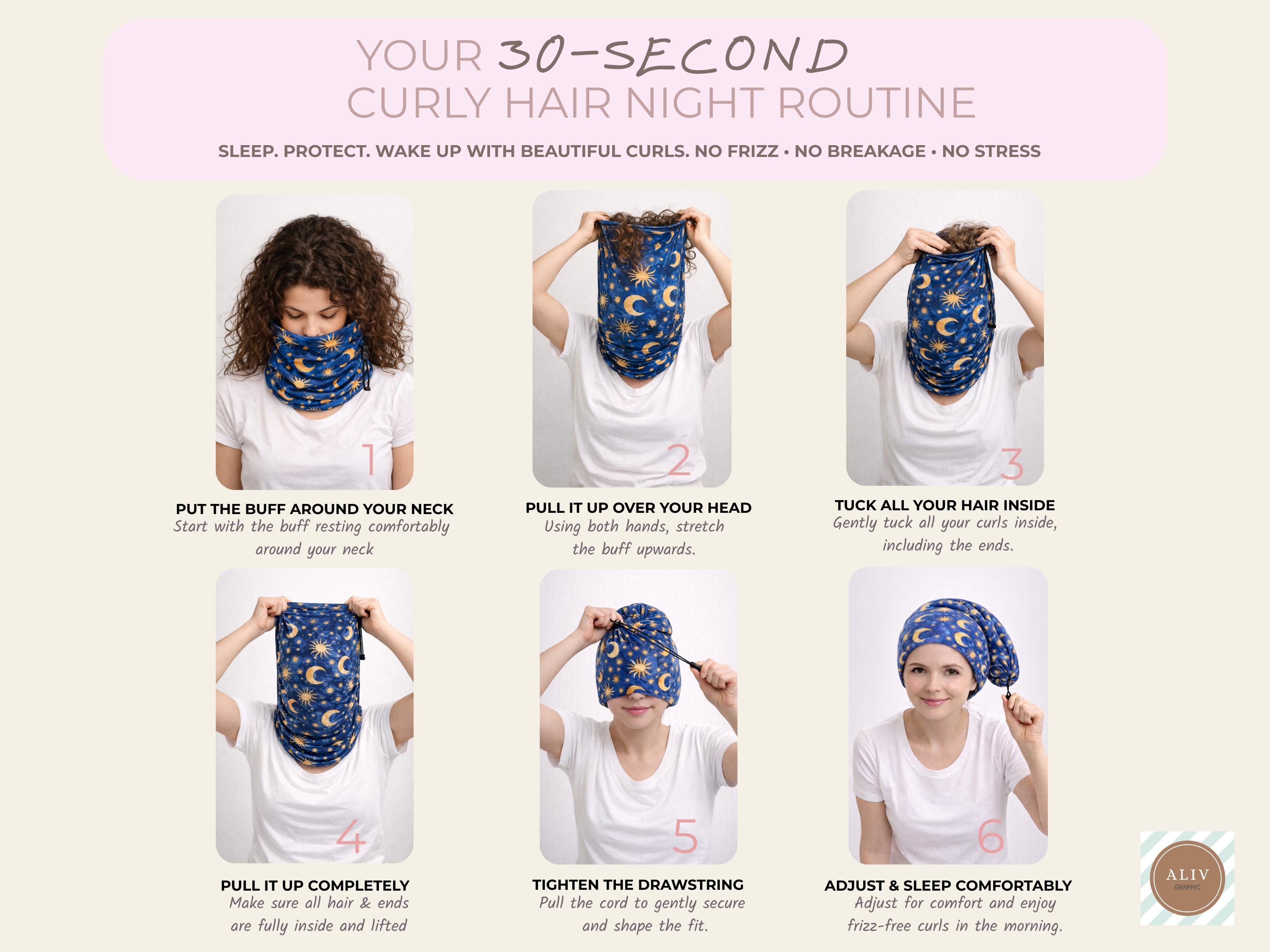 Pastel Colors Curly Hair Buff/sleep Cap With Adjustable Drawstring ...