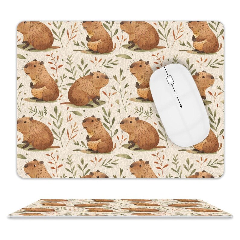 Personalized With Name Capybara Leather Mouse Pad – Smooth PU Leather ...