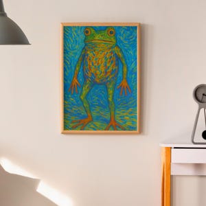 Frog Wall Art Inspiration Style Van Gogh Style | Framed Modern Poster ...