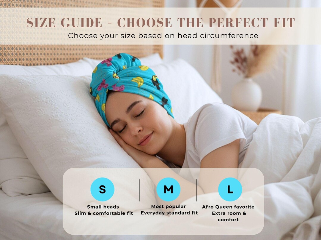Curly Hair Sleep Bonnet by Size | Lightweight Microfiber Hair Protector ...