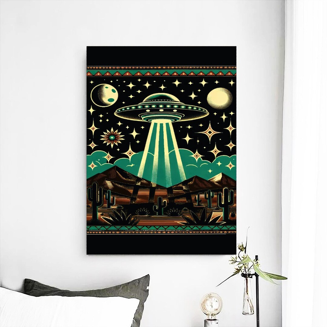 Framed Single Piece Mural of UFOS Western Style - Etsy