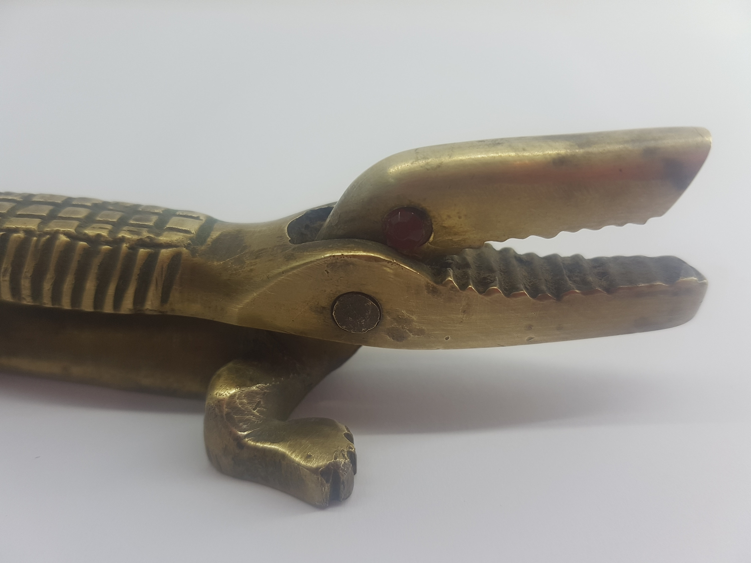 Vintage Crocodile Nutcracker W/ Glass Red Eyes Walnut - Etsy