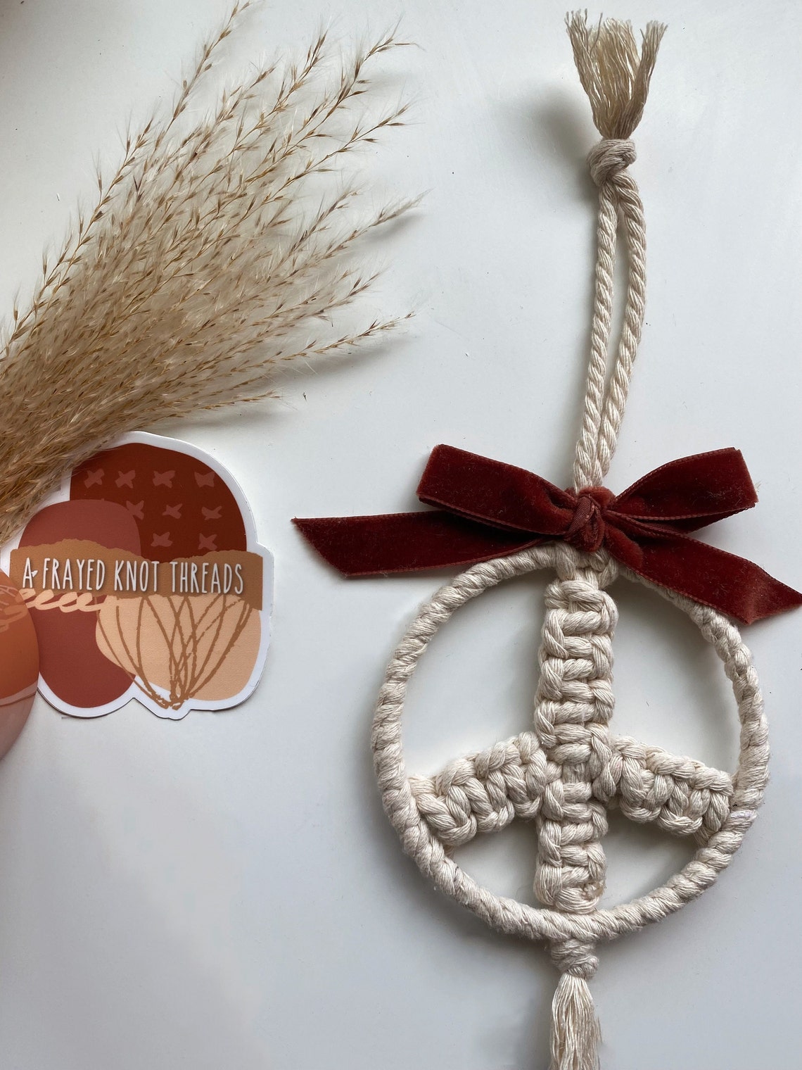 Small MACRAME PEACE SIGN Small Mini Home Decor Mini | Etsy