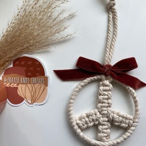 Small MACRAME PEACE SIGN Small Mini Home Decor Mini Hanging Macrame ...