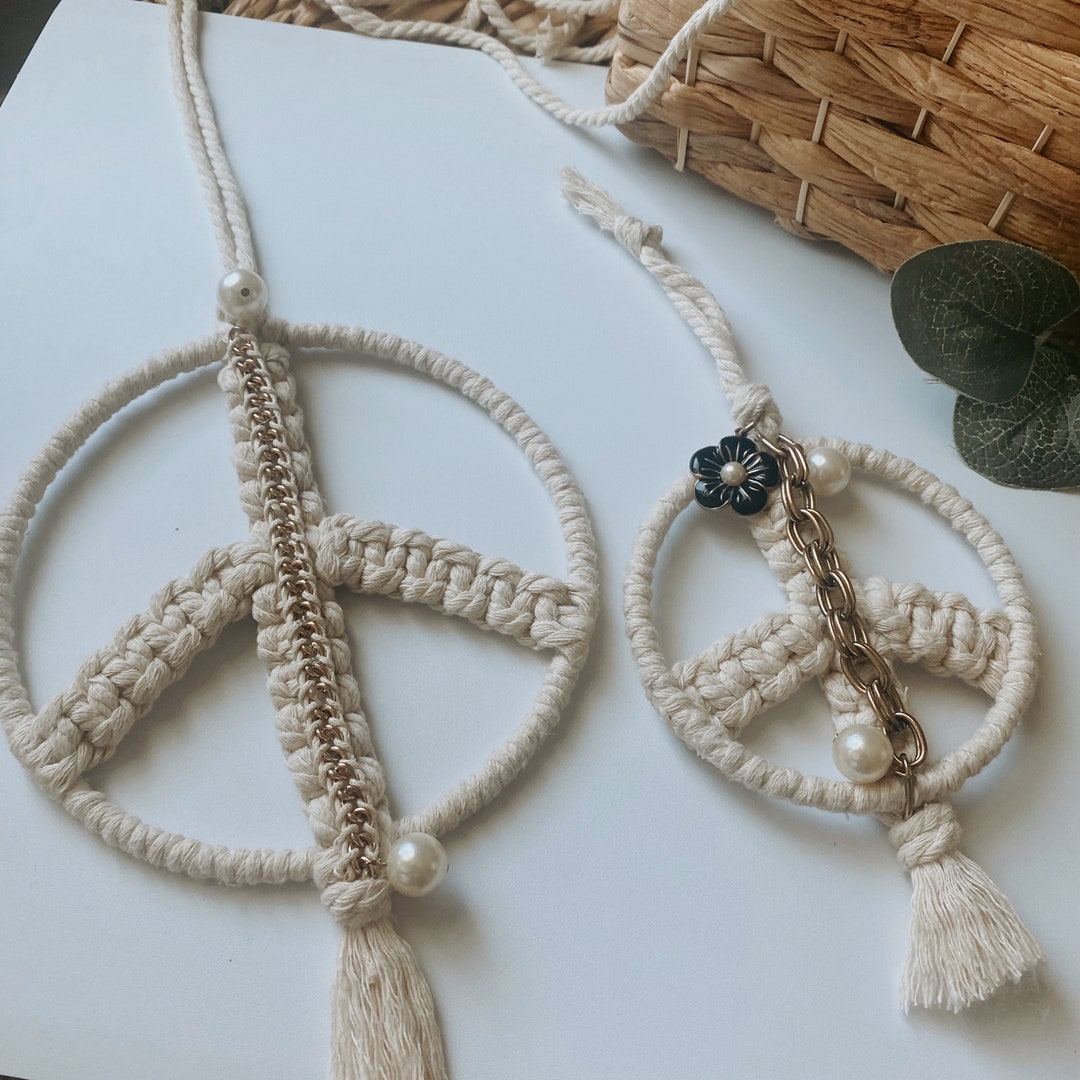 One of a Kind MACRAME PEACE SIGNS Small Mini Home Decor Mini Hanging ...