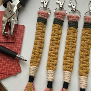 PENCIL MACRAME KEYCHAIN | Teacher Gifts, Boho Accessories, Unique ...