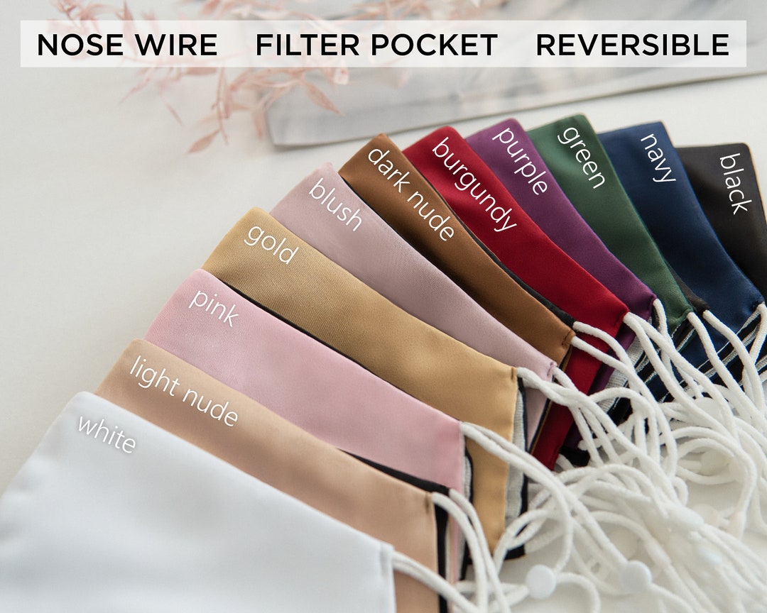 Silk Face Mask for Wedding Guests, Silk Mask With Nose Wire, Satin ...