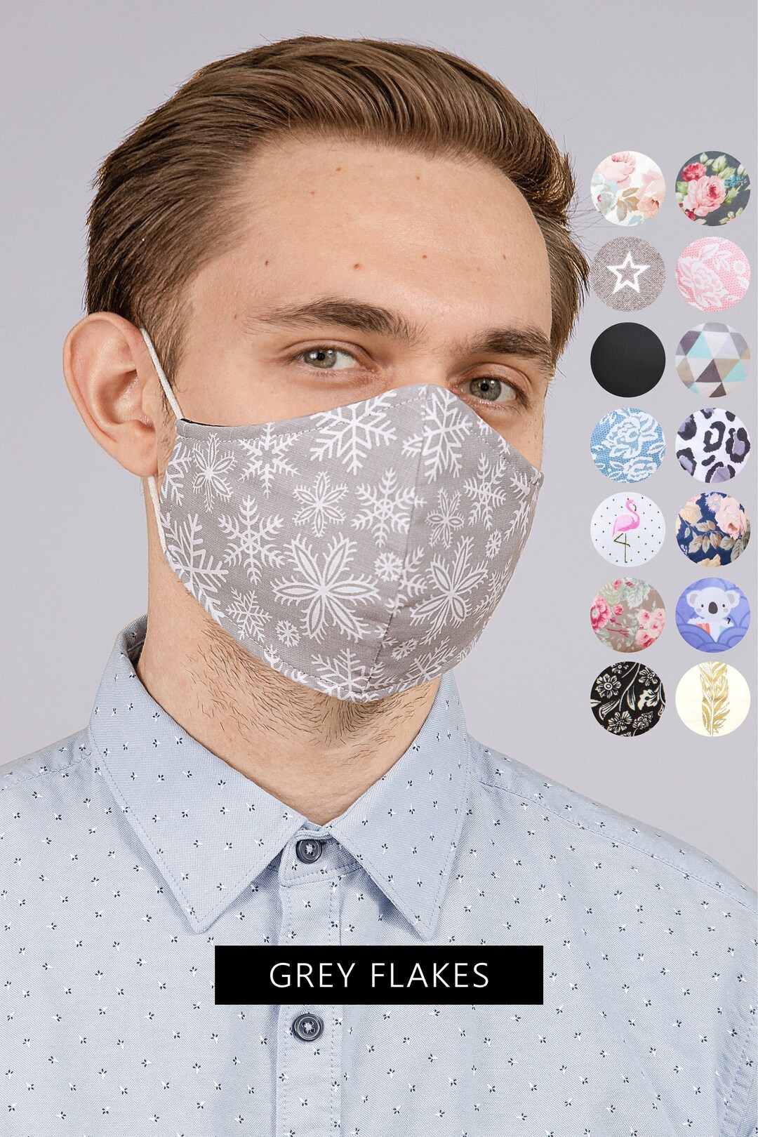 Snow Flake Face Mask Christmas Masks for Men Christmas Mask Grey, Snow ...