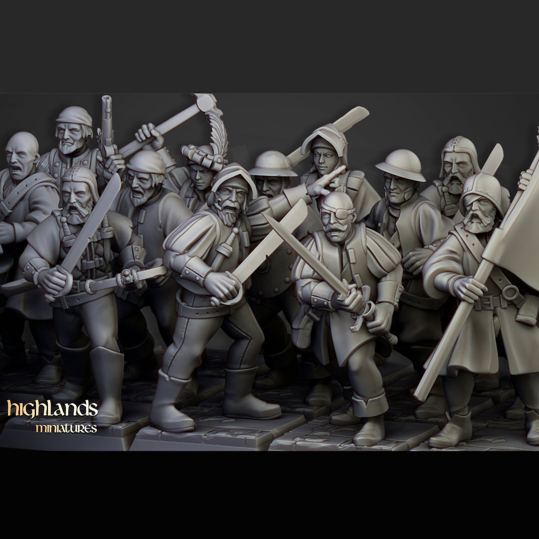 Sunland Militia x10 Highlands Miniatures 28mm 32mm Empire of the Sun ...