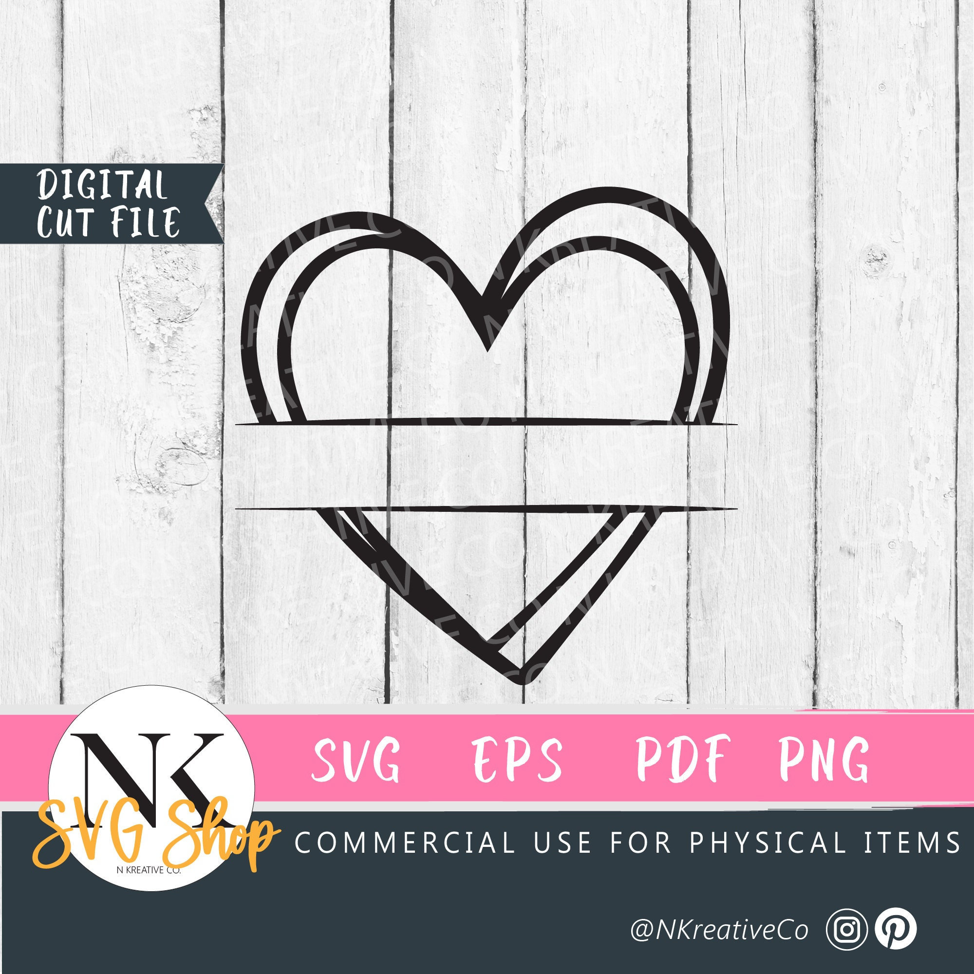 Heart Svg Heart Split Monogram SVG Valentines SVG - Etsy Canada