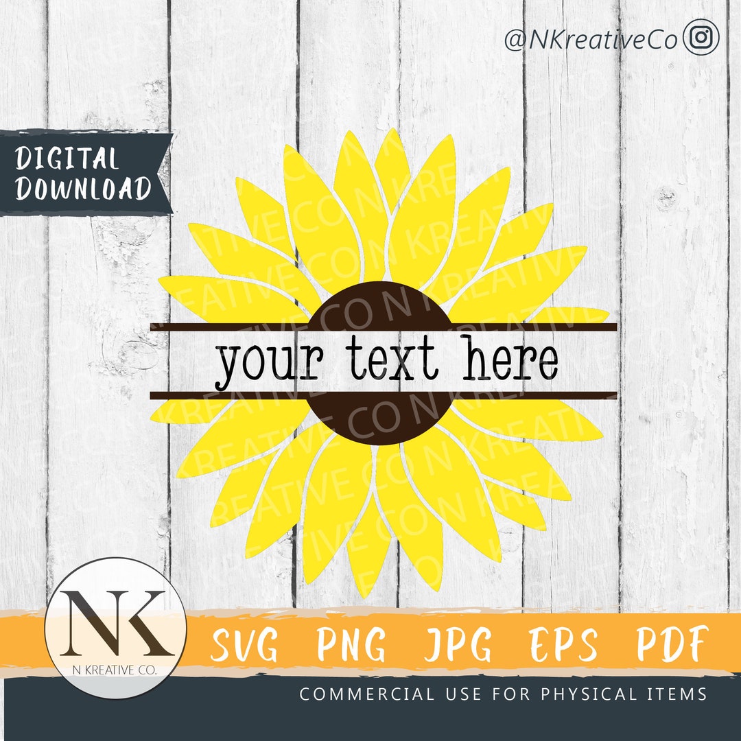 Sunflower SVG | Sunflower Split Monogram SVG| Summer SVG| Flower Split ...