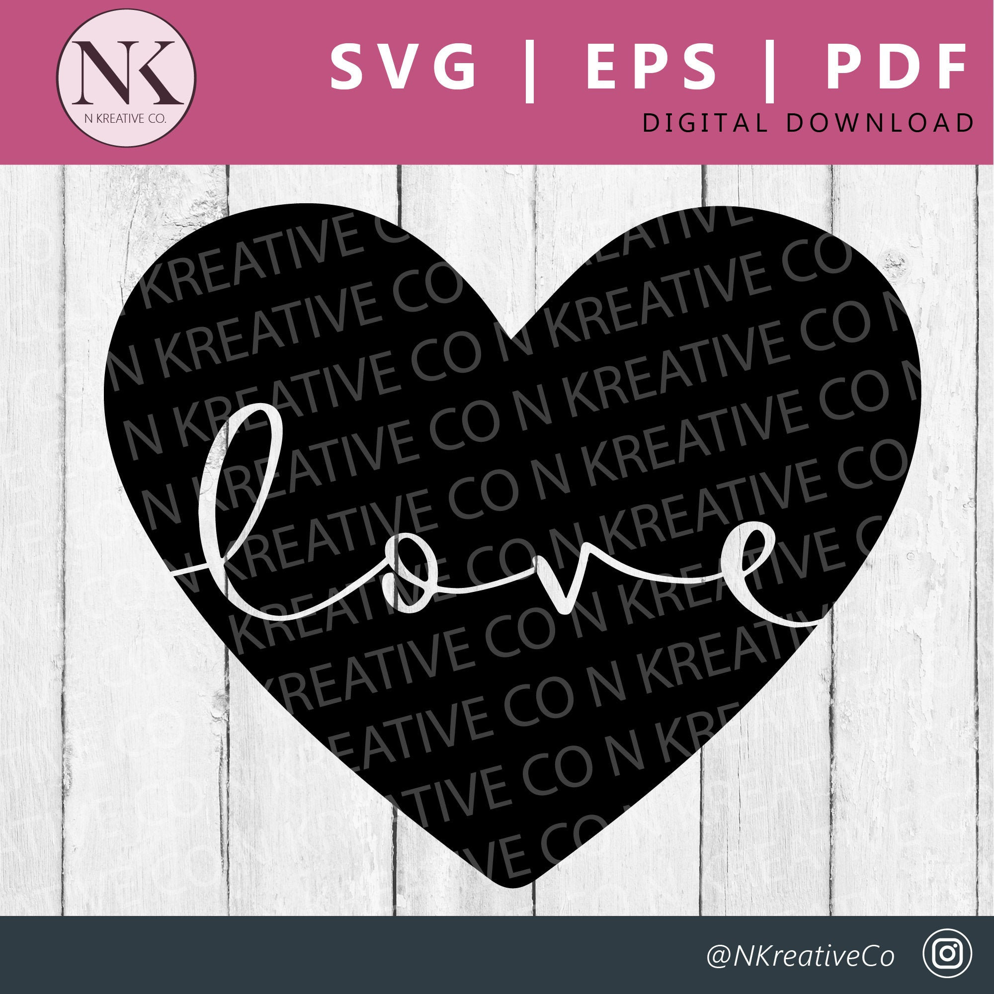 Heart Svg Love SVG Valentines SVG Love Script Heart SVG | Etsy