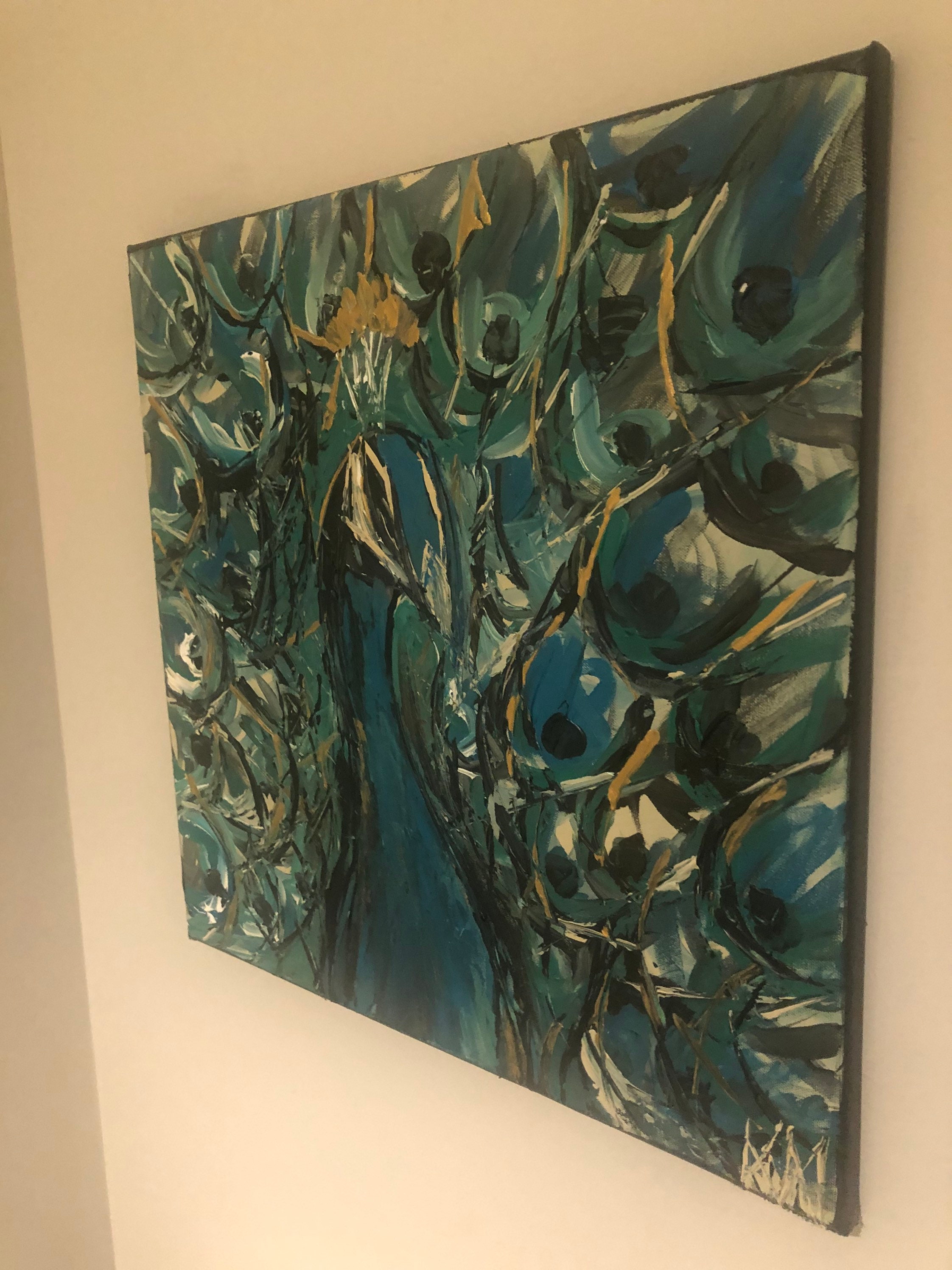 Painting Acrylic Pleasant Peacock-Original Acrylic Painting 20x20 Inch ...
