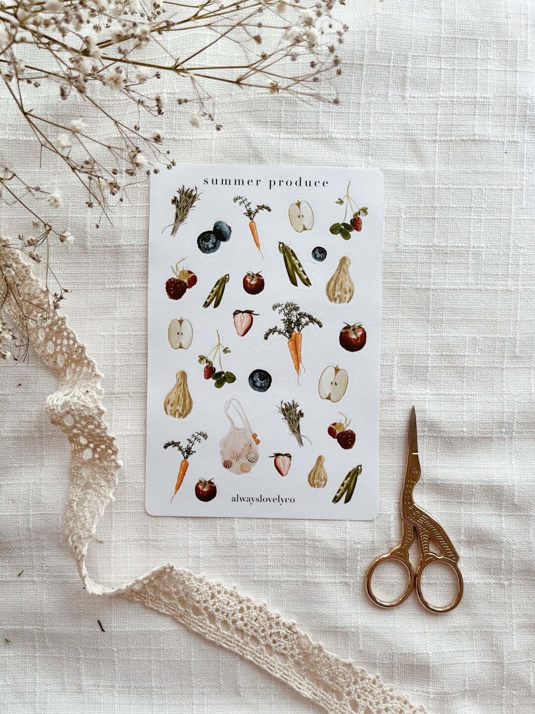 Summer Produce Sticker Sheet - Etsy