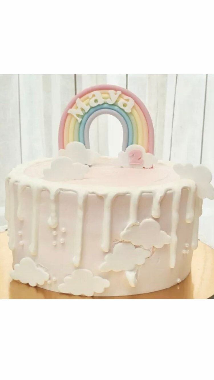 Pastel colour rainbow cake topper | Etsy