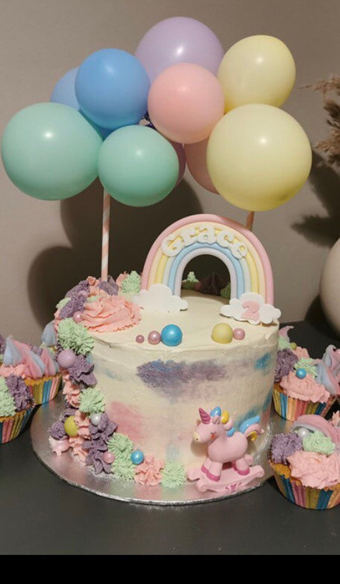 Pastel colour rainbow cake topper | Etsy