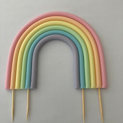Pastel Colour Rainbow Cake Topper - Etsy UK