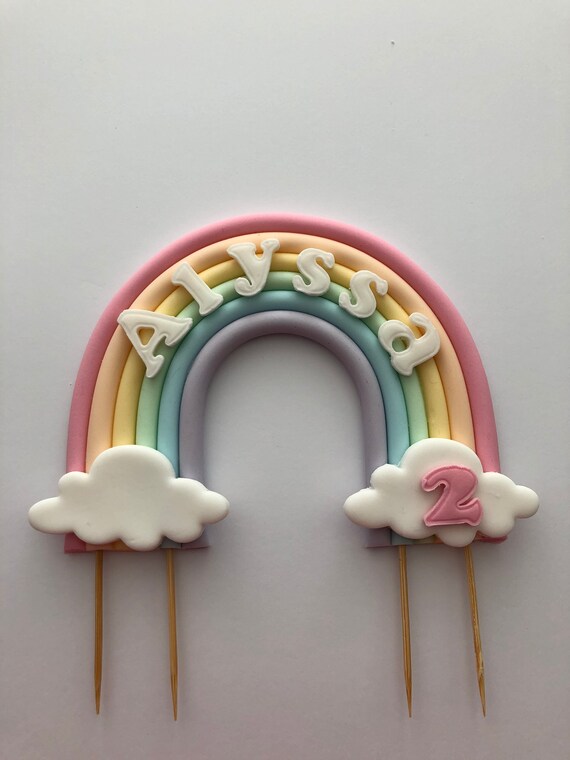 Pastel Colour Rainbow Cake Topper - Etsy New Zealand