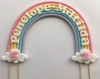 Pastel Colour Rainbow Cake Topper | Etsy UK