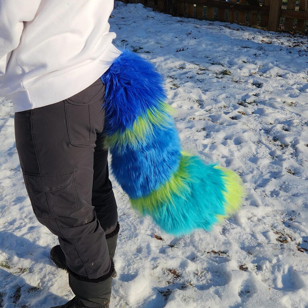 Blue Gradient Racoon Tanuki Tail - Fursuit Piece - Pre-made Design ...