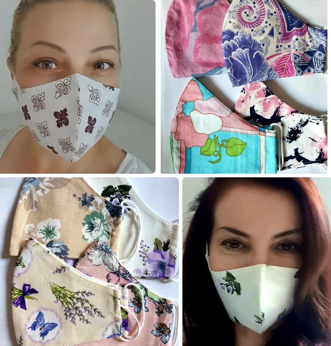 Women's Face Mask Double Layer 100% Cotton Reversible, Breathable ...