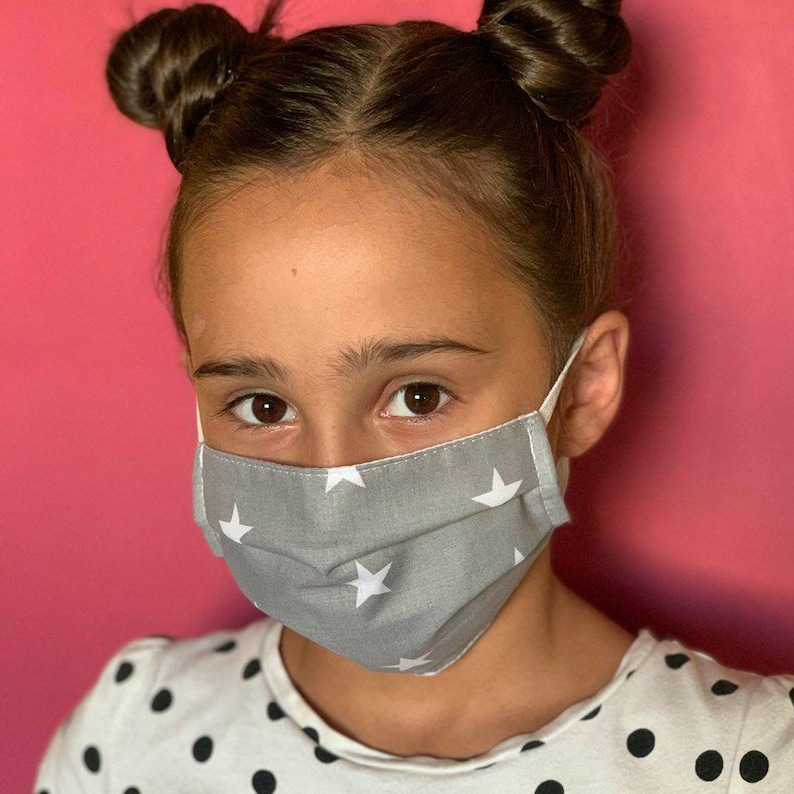 Mask Kids-children-girls, Ages 6-12, Washable, Reusable, 100% Cotton ...