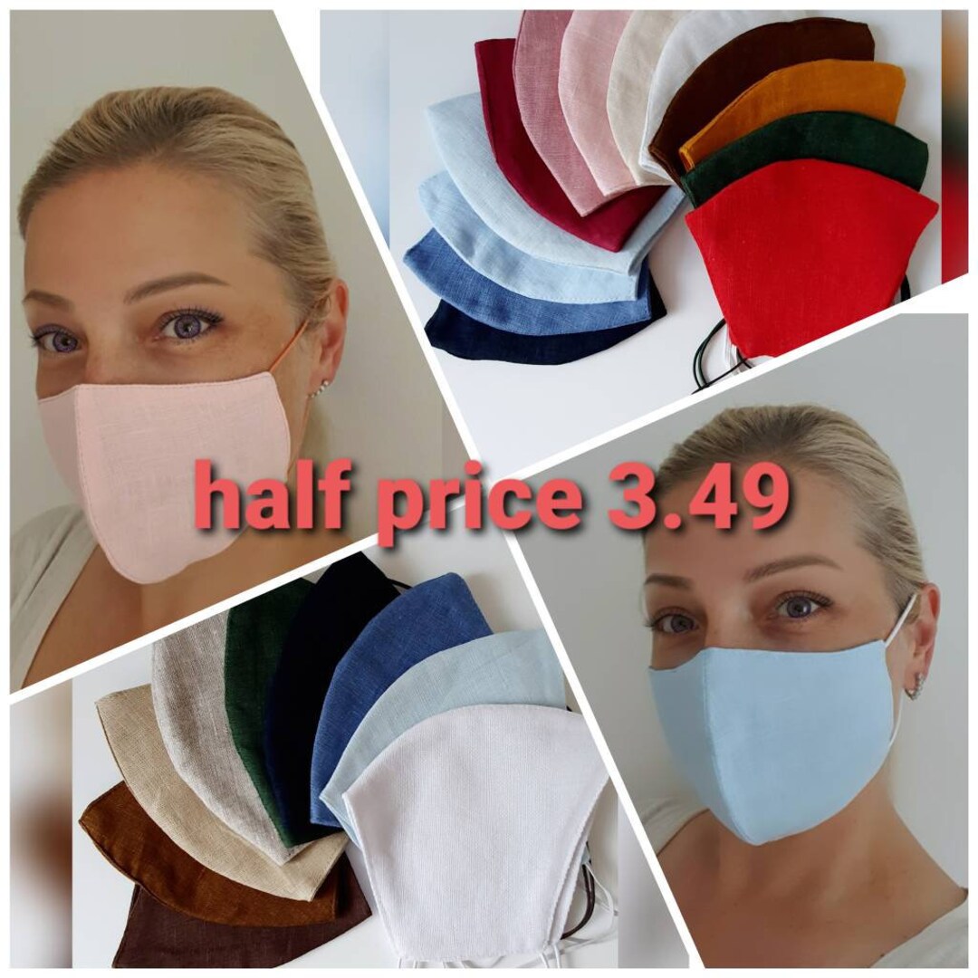 Women's Face Masks, Breathable Fabric, Reusable & Washable 100 Linen ...