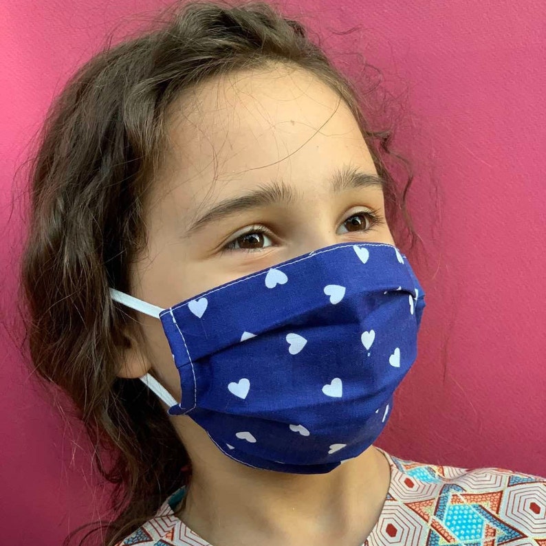 Mask Kids-children-girls, Ages 6-12, Washable, Reusable, 100% Cotton ...
