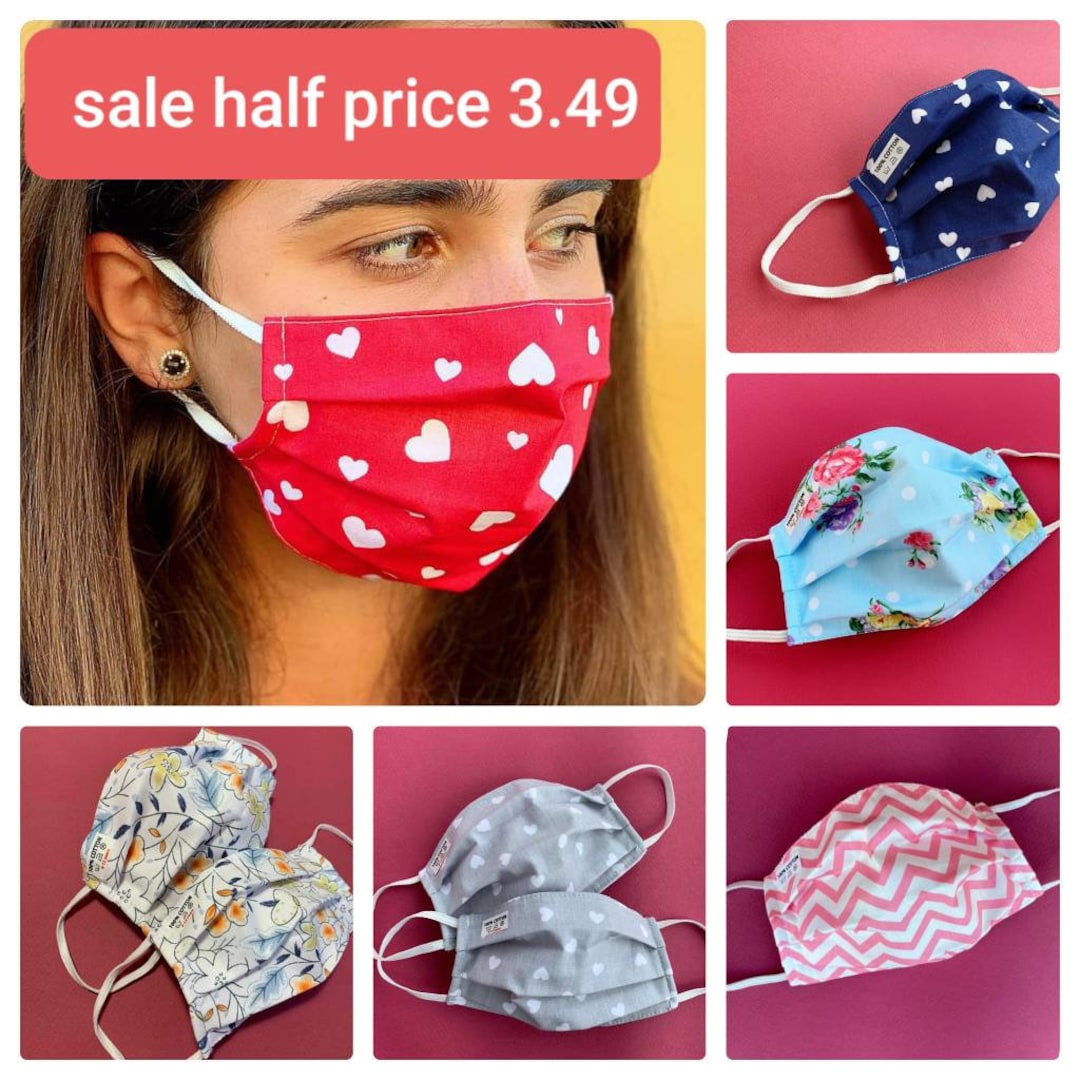 Mask Kids-children-girls, Ages 6-12, Washable, Reusable, 100% Cotton ...