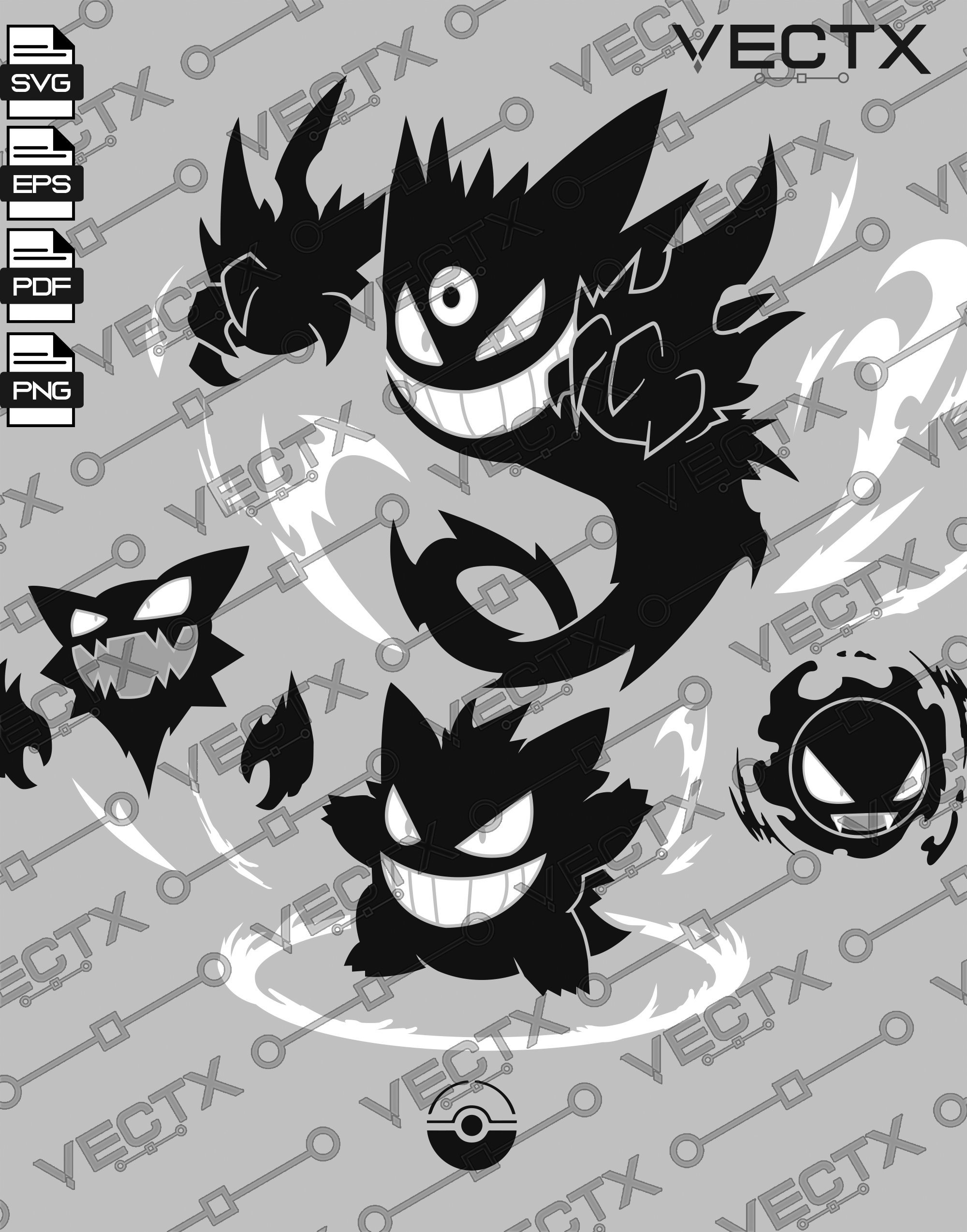 Pokemon Ghost, Gengar, Megagengar Svg, Eps, Pdf, Png, Digital Cut File ...
