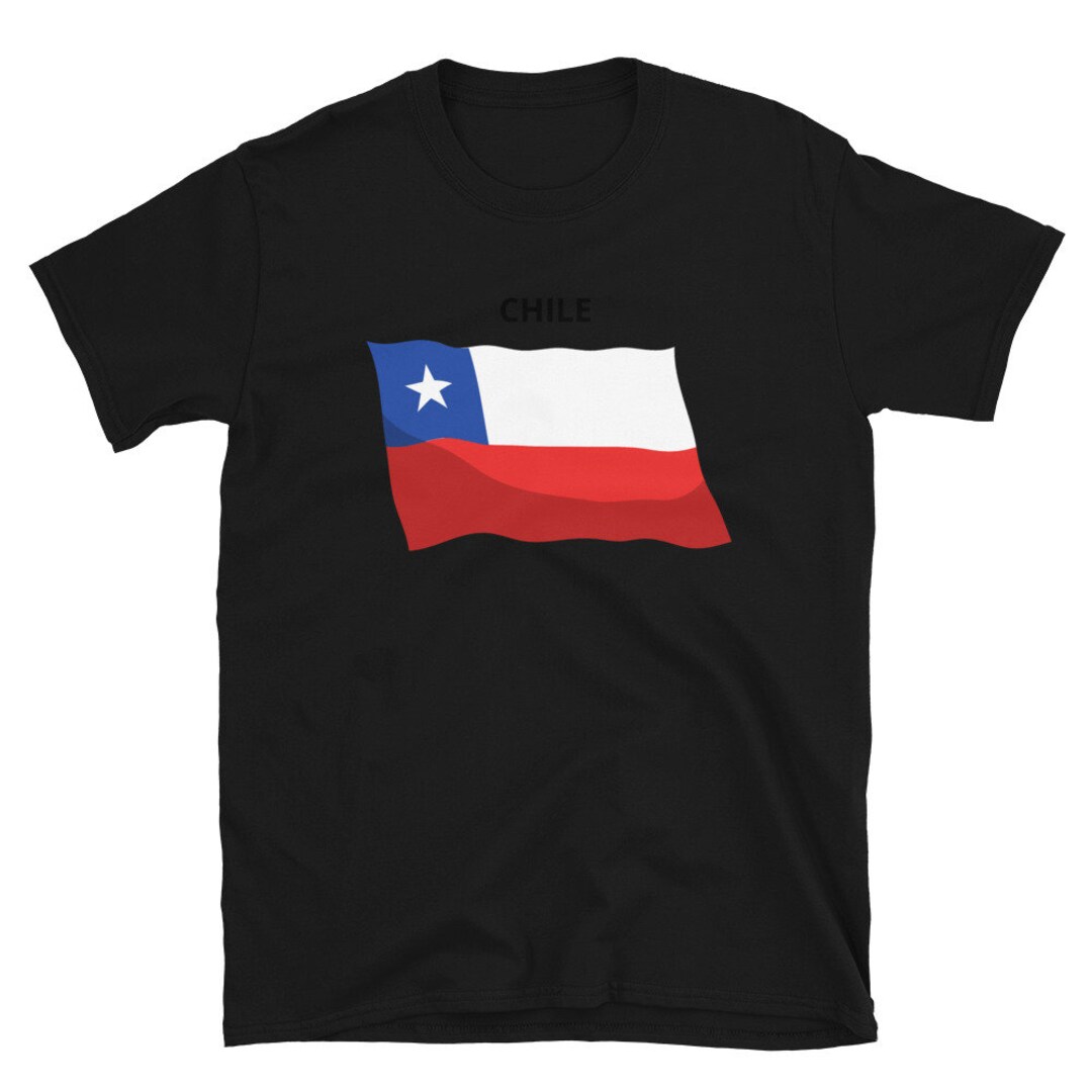 Chile Short-sleeve Chilean Flag T-shirt Black, White - Etsy