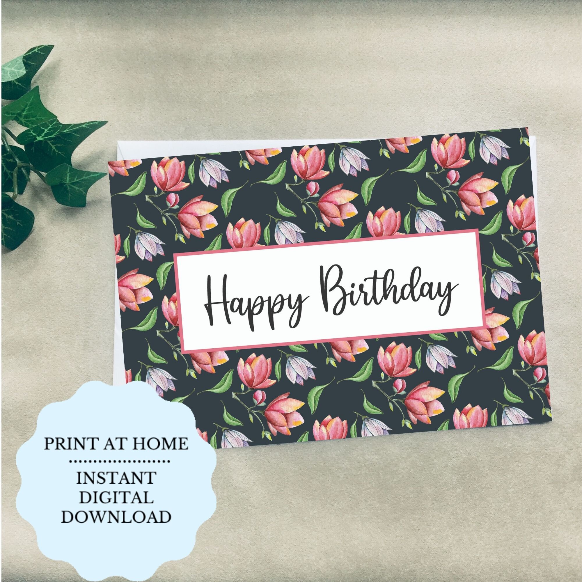 Printable Happy Birthday Card-birthday Card-instant Download - Etsy