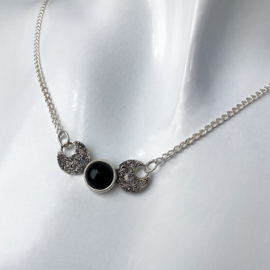 Triple Moon Silver Necklace With Black Onyx - Etsy