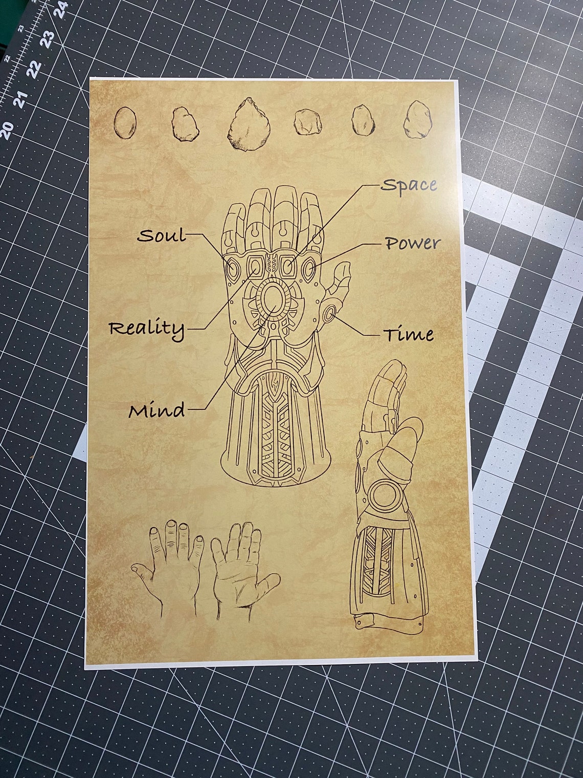 Infinity Gauntlet Avengers Schematic Sketch Poster Print - Etsy