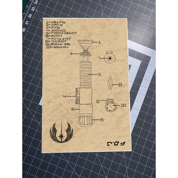 Lukes Lightsaber Schematic Blueprint Design Print Geeky Gift - Etsy
