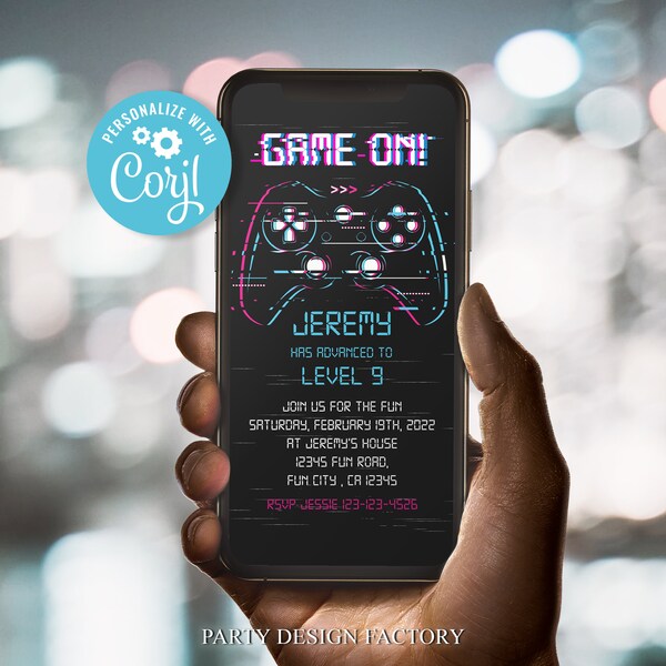Digital Gaming Text Invitation - Etsy