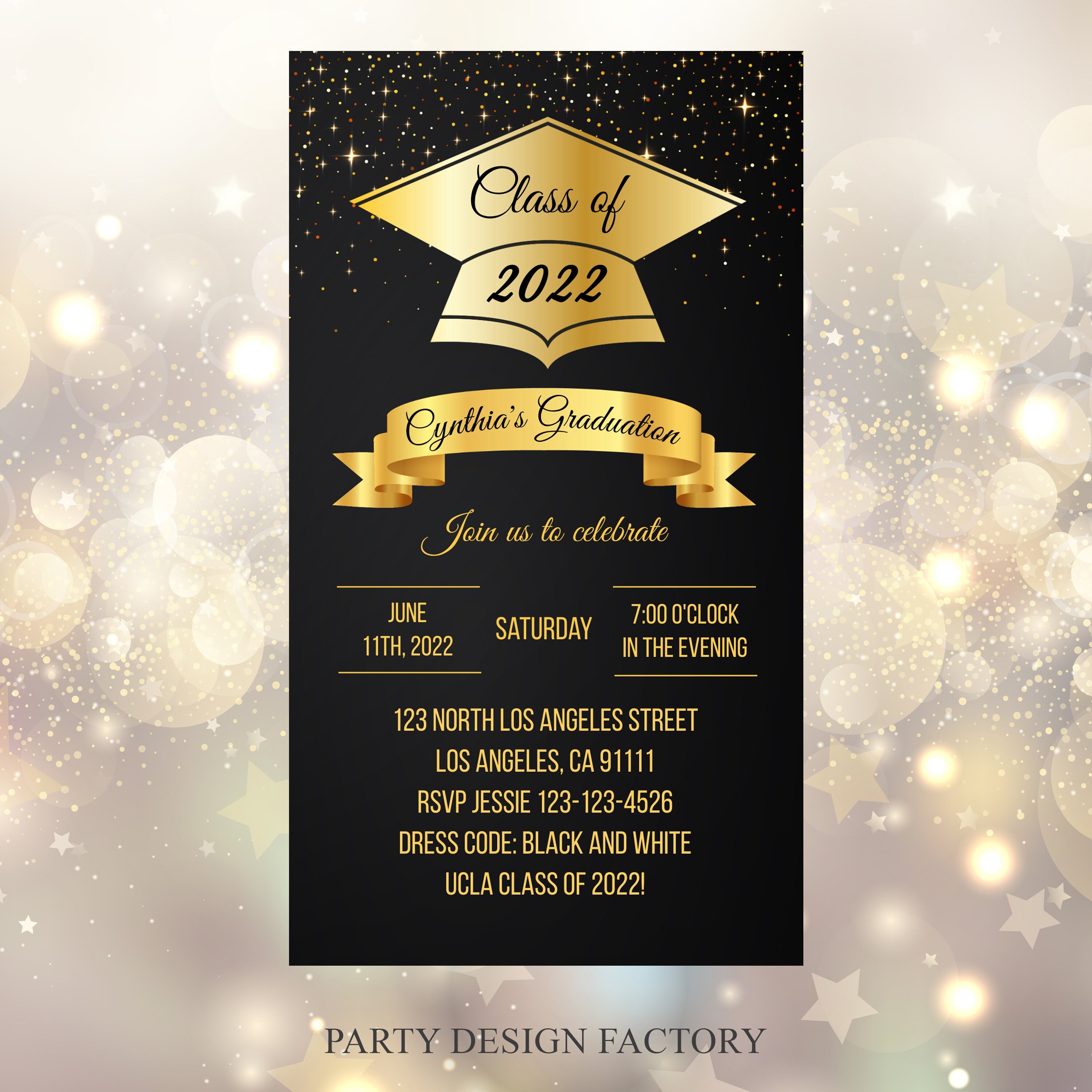 Graduation Invitation, Editable Template Digital Download Invite ...
