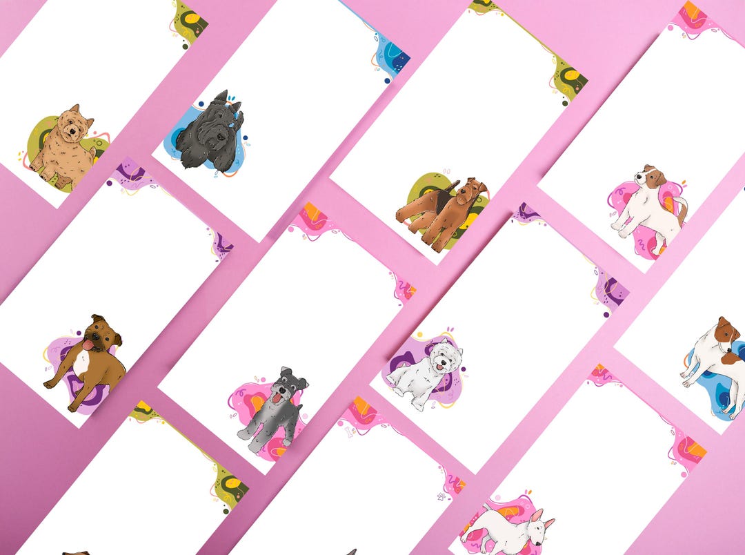 Terrier Dog Notepads, Breed Dogs Stationary Pad, 3.5x6 Notepad, Letter ...