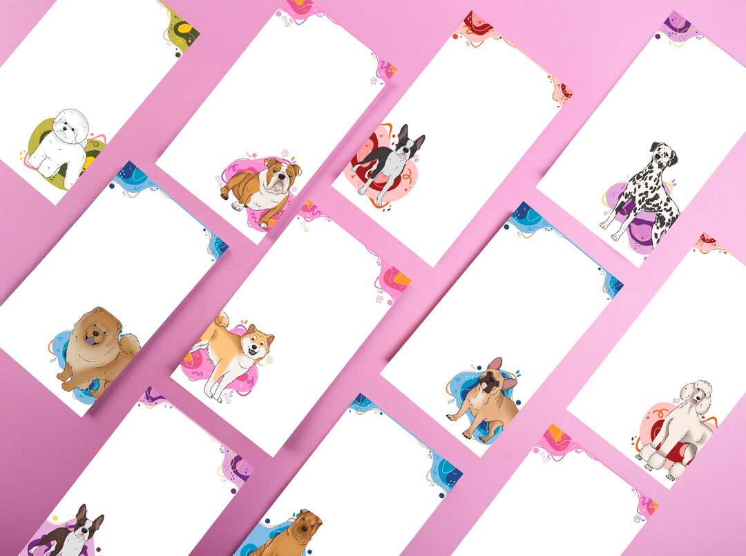 Non Sporting Dog Notepads, Breed Dogs Stationary Pad, 3.5x6 Notepad ...