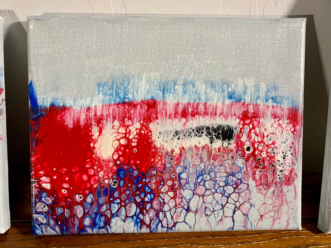 Set of 4 Acrylic Fluid Art Swipe Paintings - Etsy